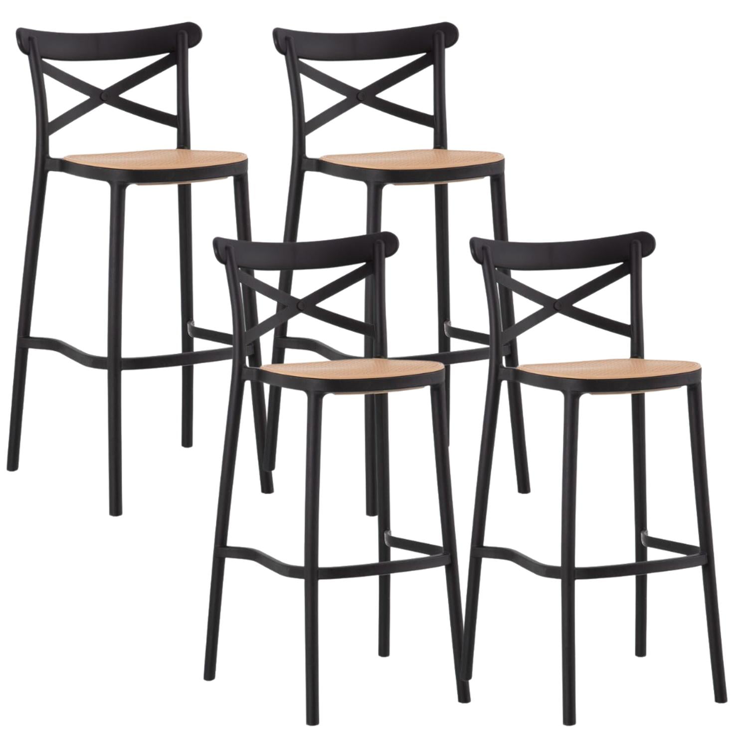 Pack 4 Taburetes Bar Valentino Negro 65 cm | Apilable| Exterior negro ...