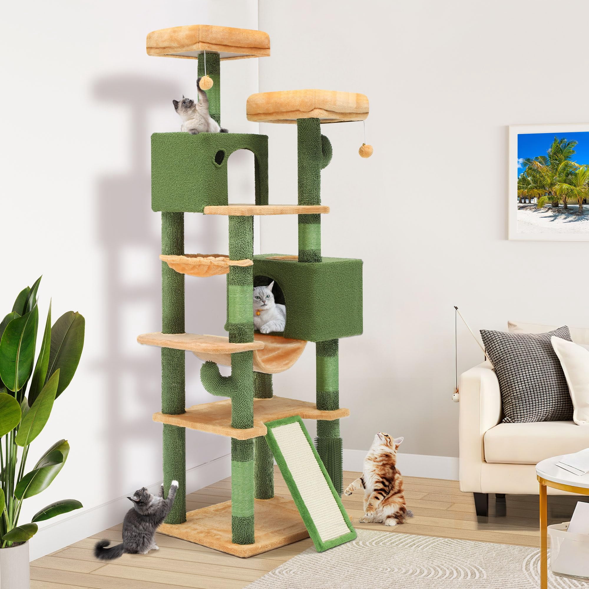 Cat Tree Tower YITAHOME Cactus, 193 cm, con cepillo de aseo personal ...