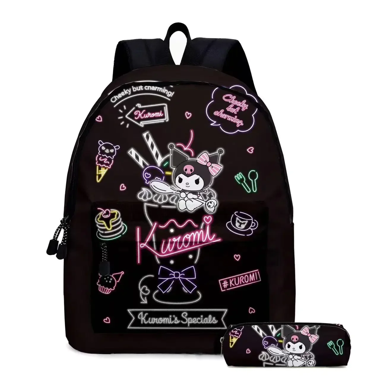 3PC-SET Printing Peripheral Sanrio Kuromi Backpack Student School Bag ...