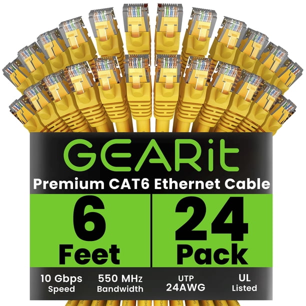 Cable Ethernet GearIt Cat 6 de 1,8 m (6 pies), paquete de 24 unidades ...