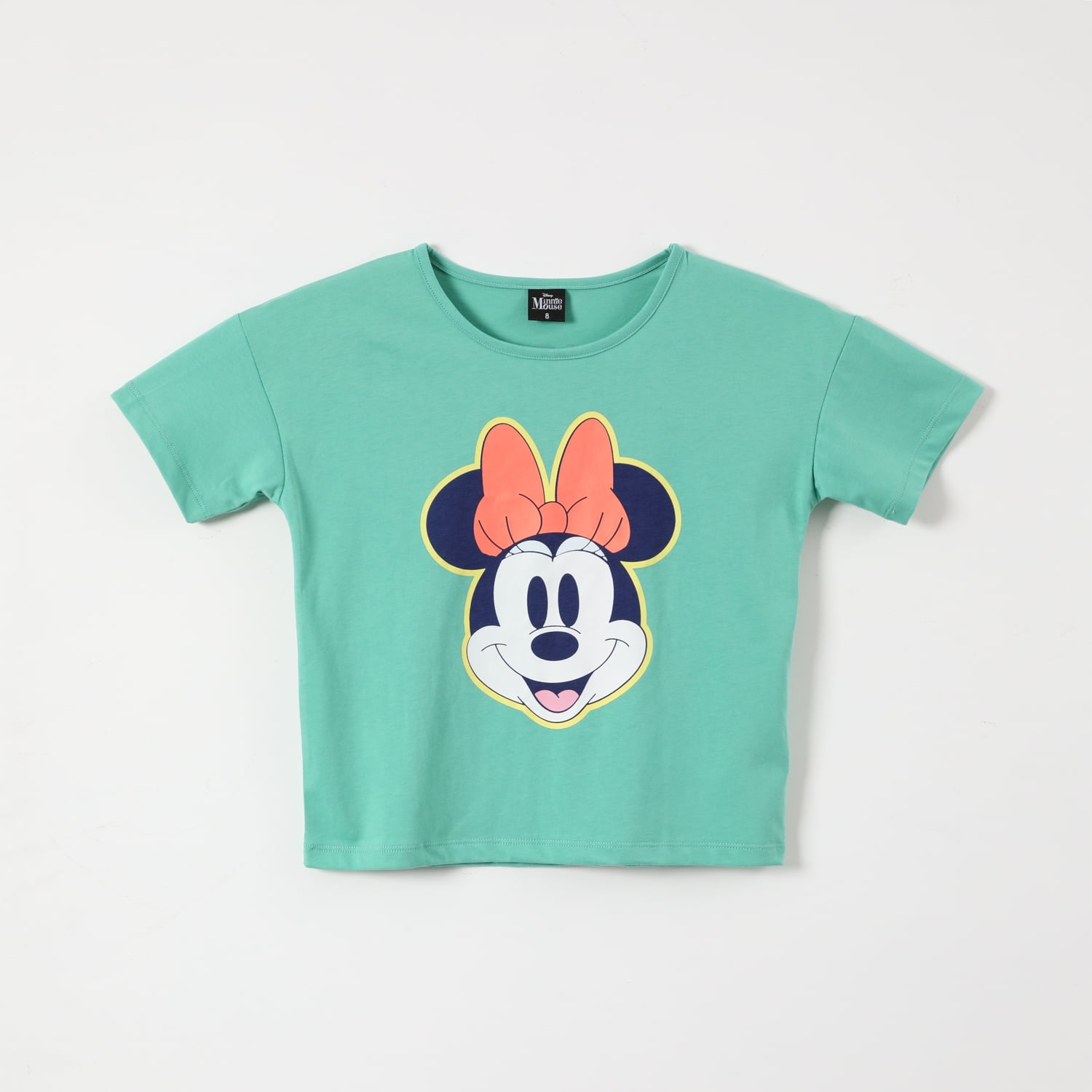 Polera Manga Corta Niña Crop Minnie Verde Disney | Lider