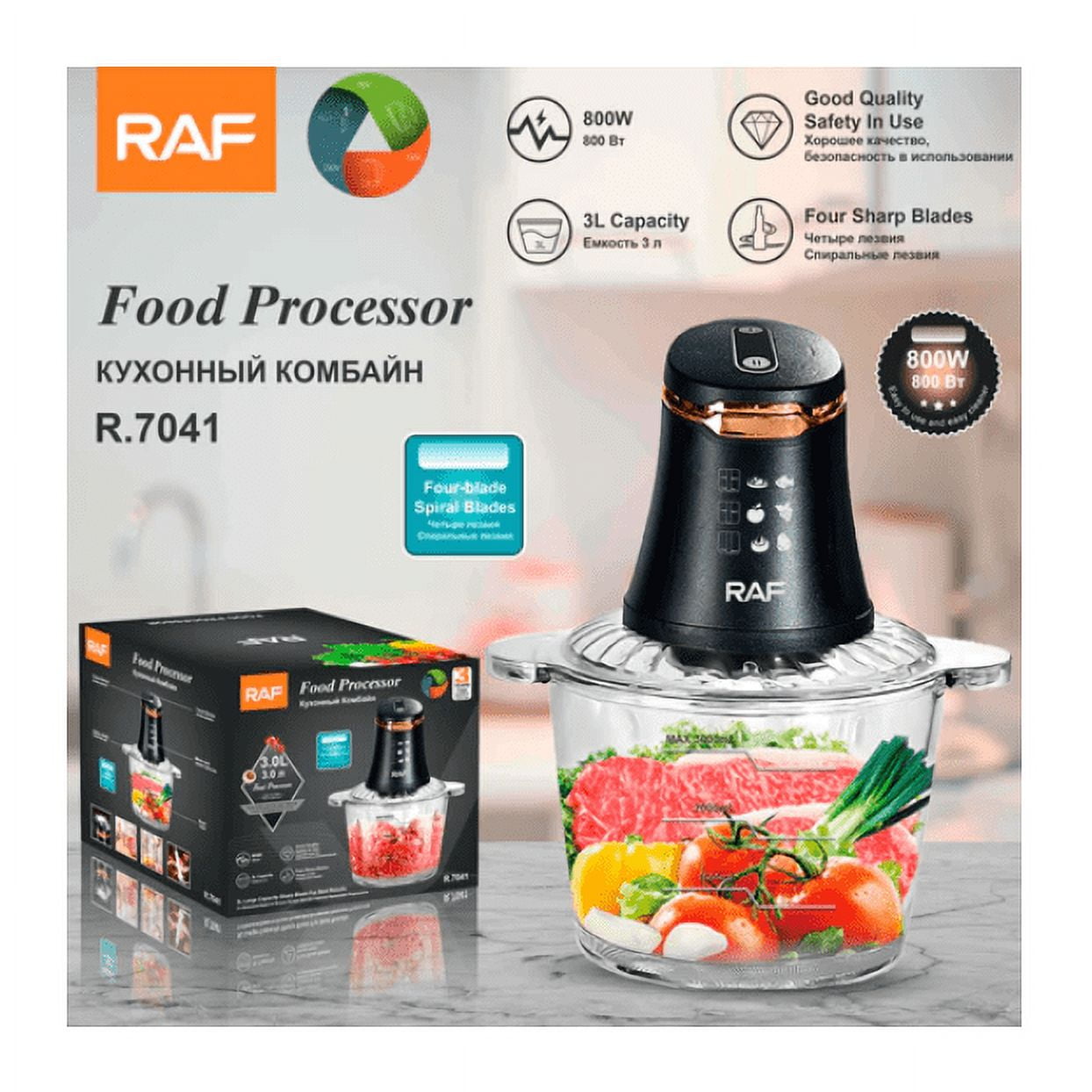 Procesador de alimentos RAF de 800W Capacidad de 3L | Lider