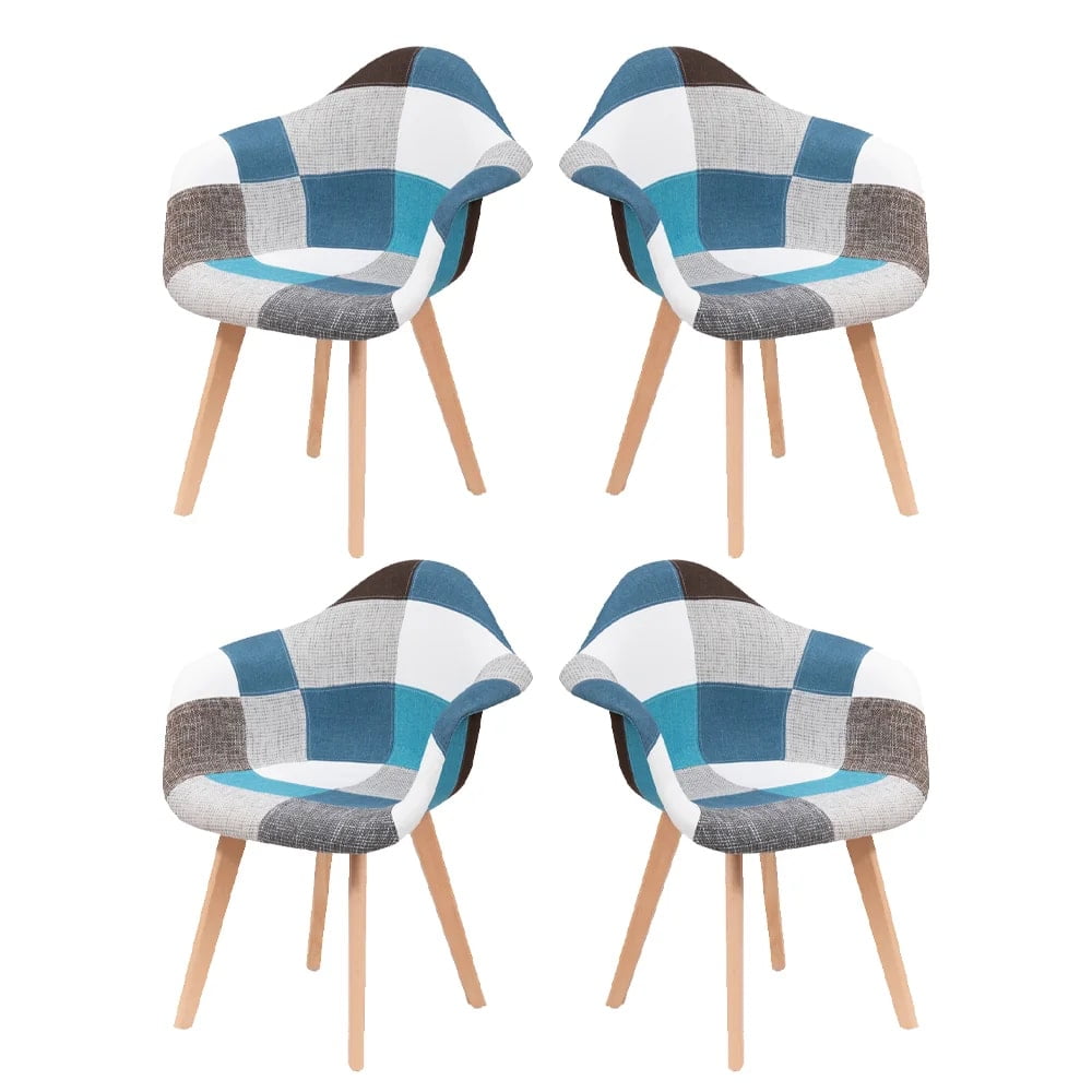 Sitial Pack 4 Poltrona Eames Patchwork Azul | Lider