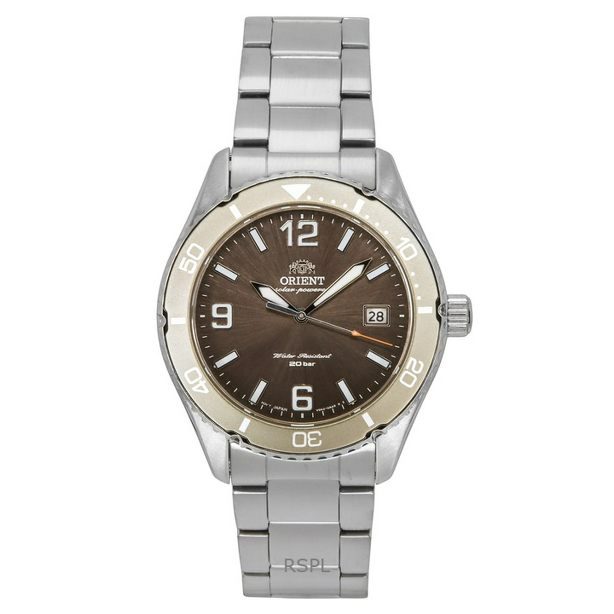 Reloj Orient Mako III Stainless Steel Brown Dial Solar Diver's RA ...