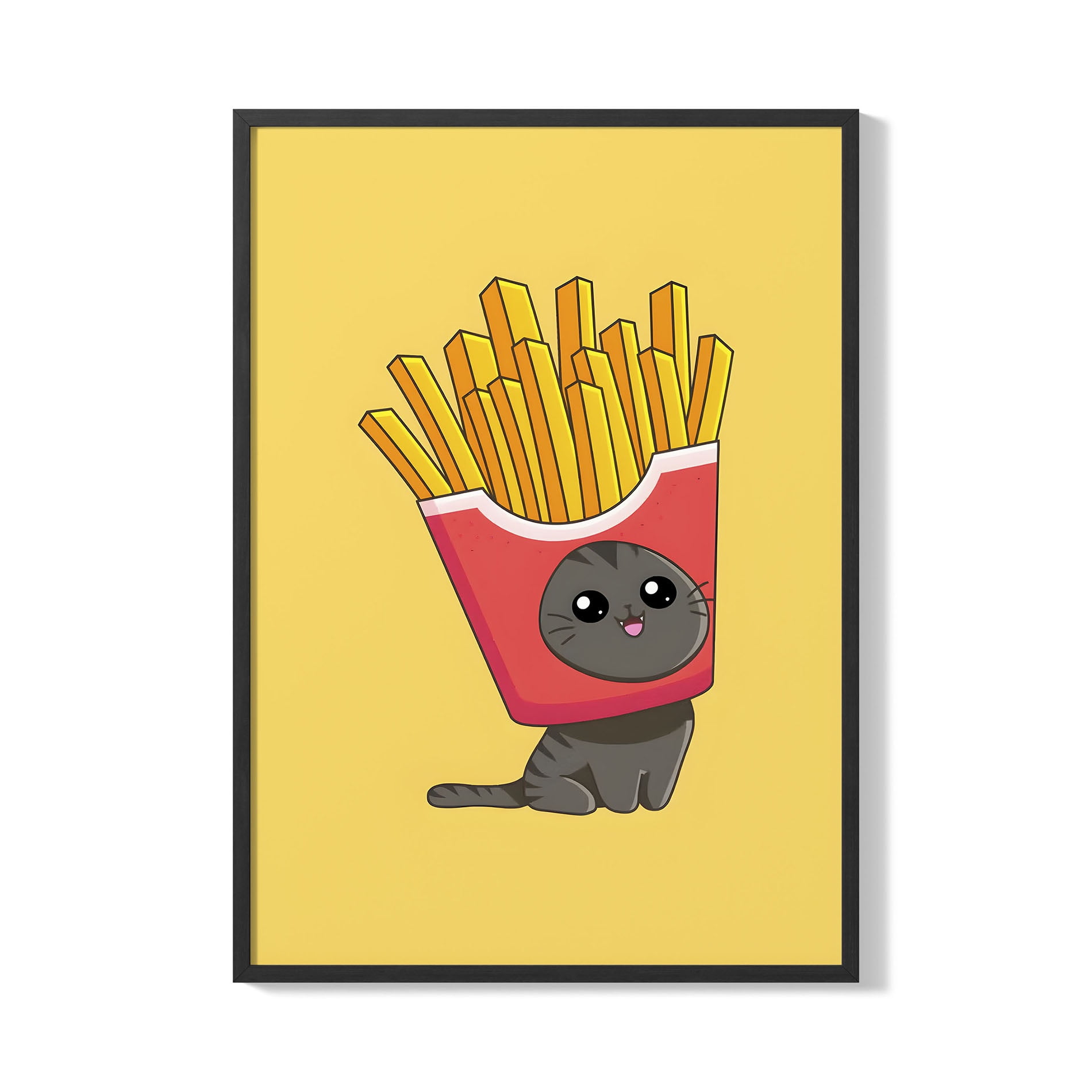 Cuadro Poster Enmarcado Gatito Papas Fritas Decorativo | Lider