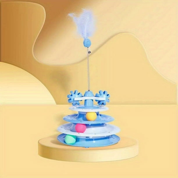 Pet Toy Cat Toy With Feather Bell Cat Turntable Ball Toy Kitten Teasing ...
