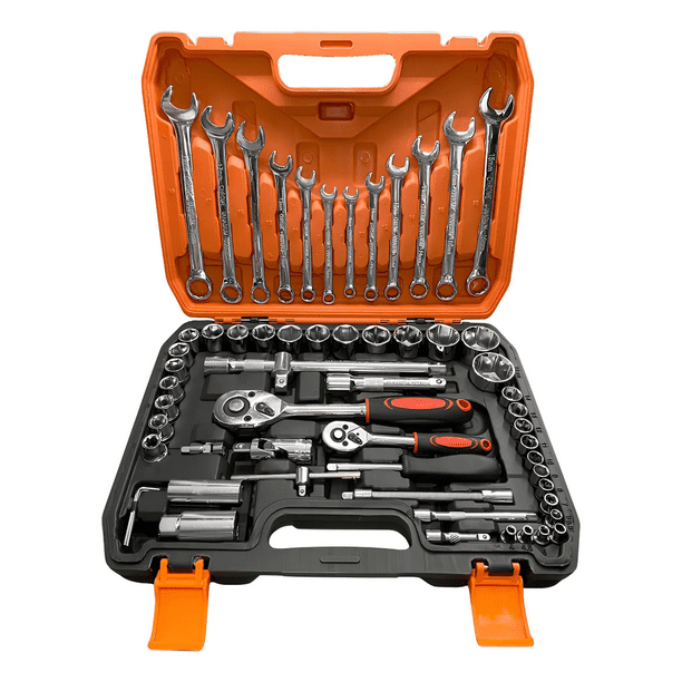 Juego Dados Con Llaves Y Chicharra 1/2'' Y 1/4'' 61pc Maleta Color ...