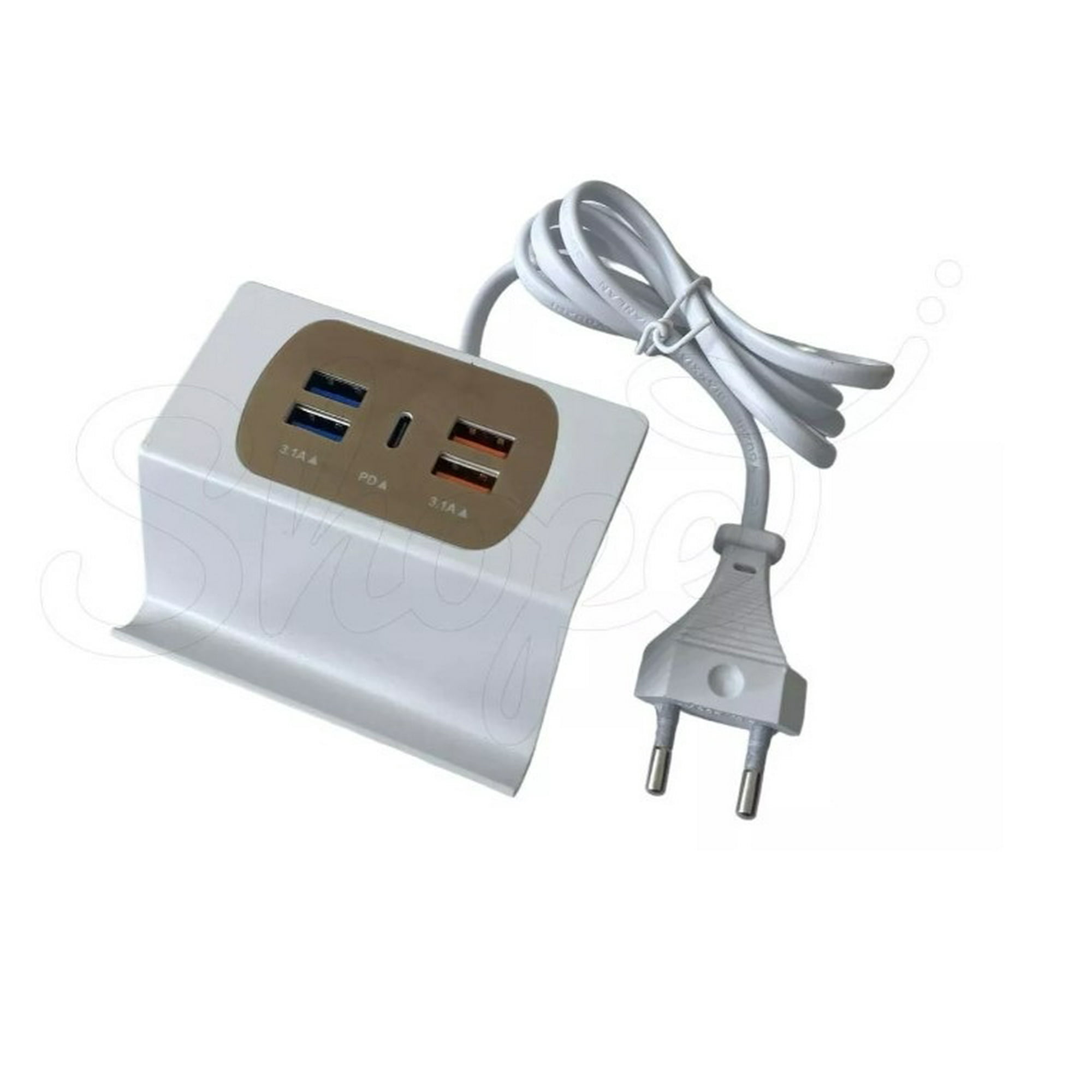 Hub Alargador 5 Puertos Usb Y Usb C 3.1a Rápida Enchufe 220v | Lider