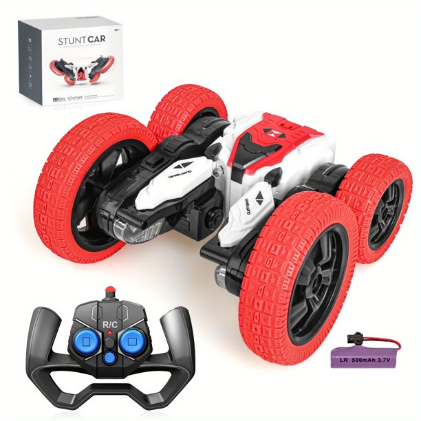 Remote Control Red Car, Electric RC Stunt Car, Double-Sided Rotation 360°, High-Speed Four-Wheel ...