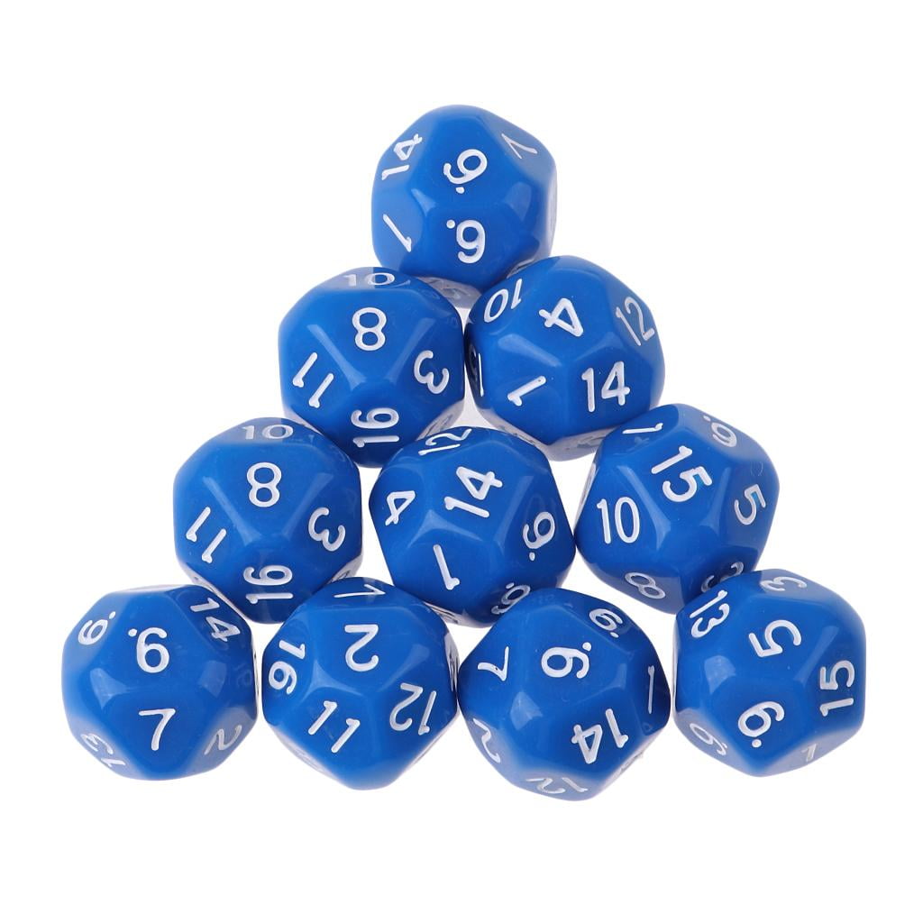 10 Piezas 16 Caras D16 14mm Acrílico Opaco Dados Para Juego De Rol RPG ...