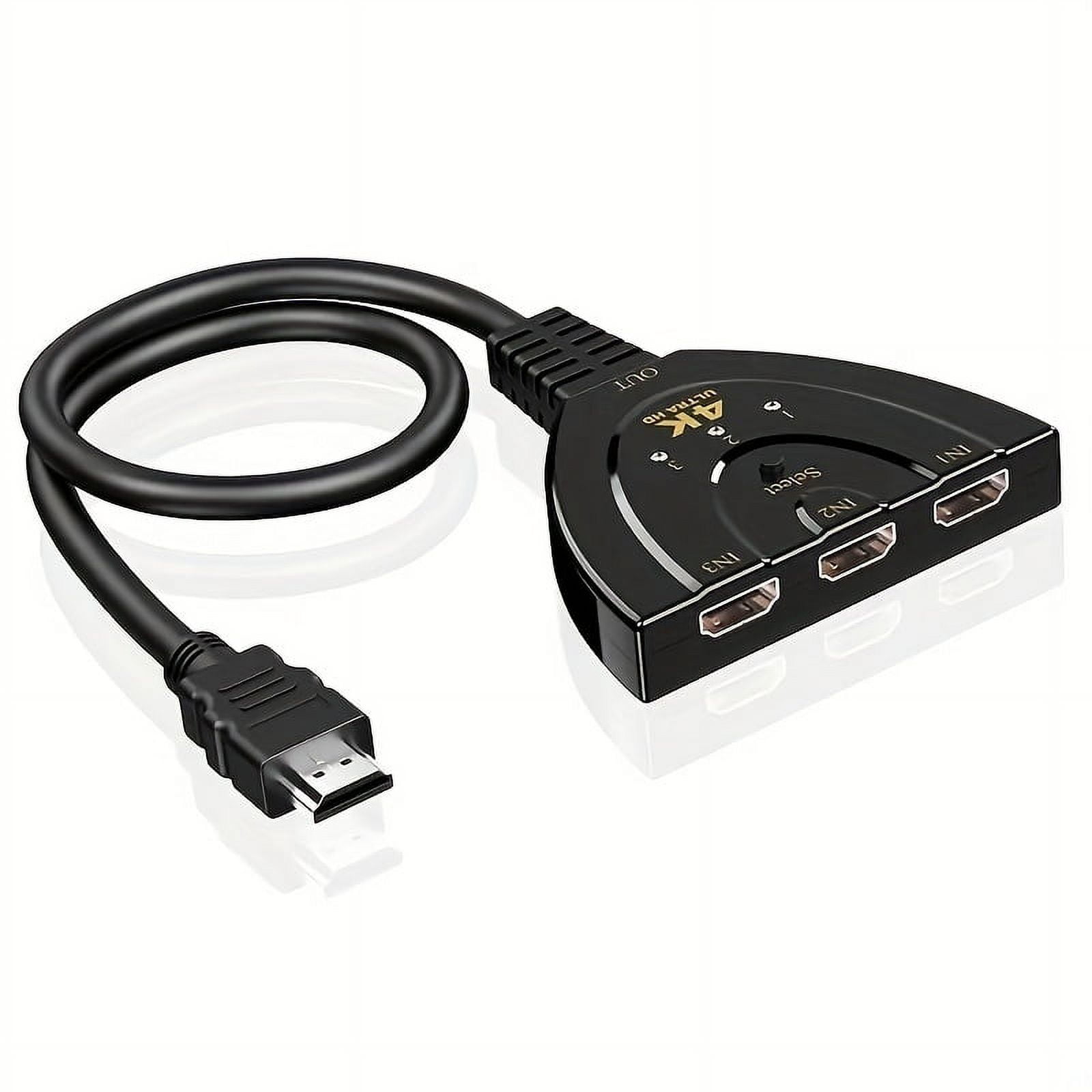 4K Splitter 3 In 1 Out, 3-Ports Switcher Selector With Pigtail Cable ...