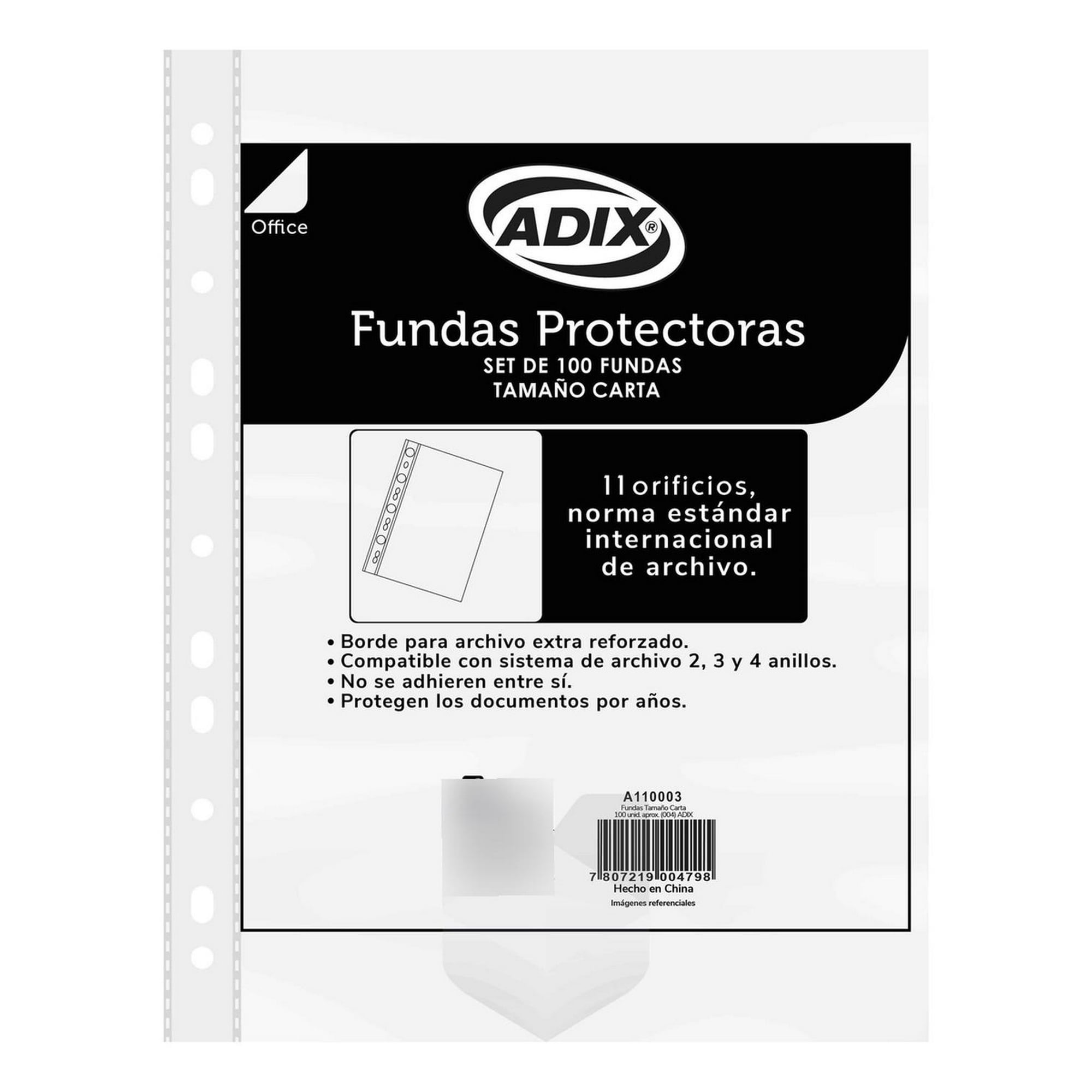 Fundas Protectoras Plasticas Transparente Carta 100 Un Adix multicolor ...