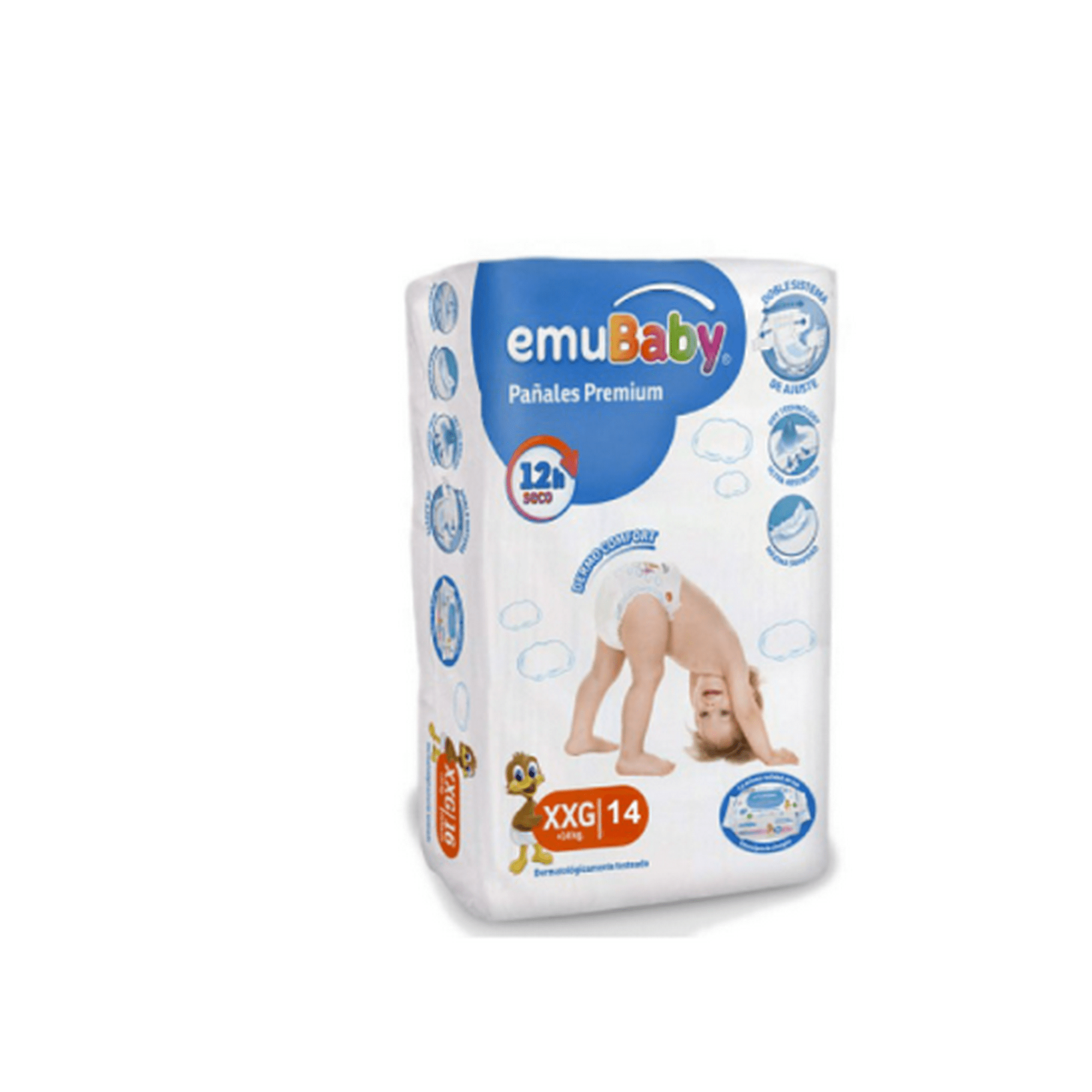 Pack x4 Emubaby Premium XXG 56 pañales | Lider