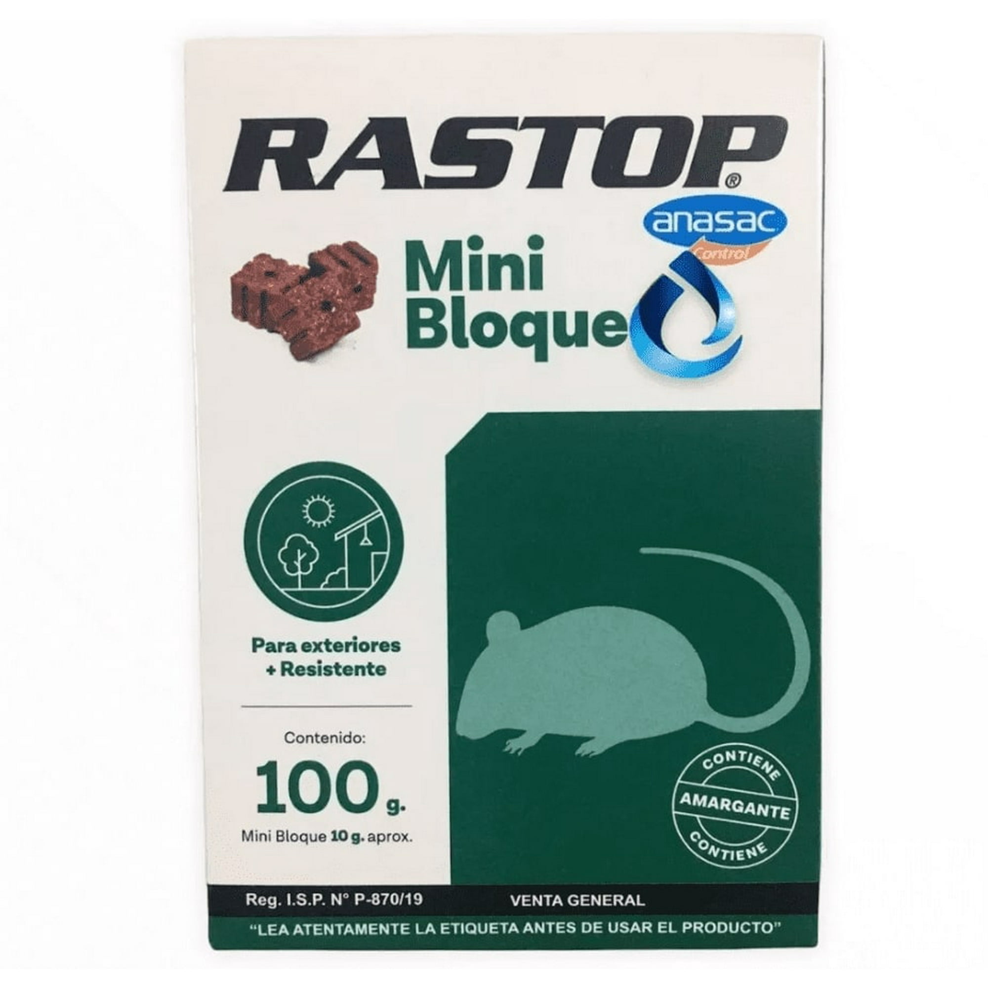 Cebo Mini Bloque Rastop Para Ratones 100gr - Anasac | Lider