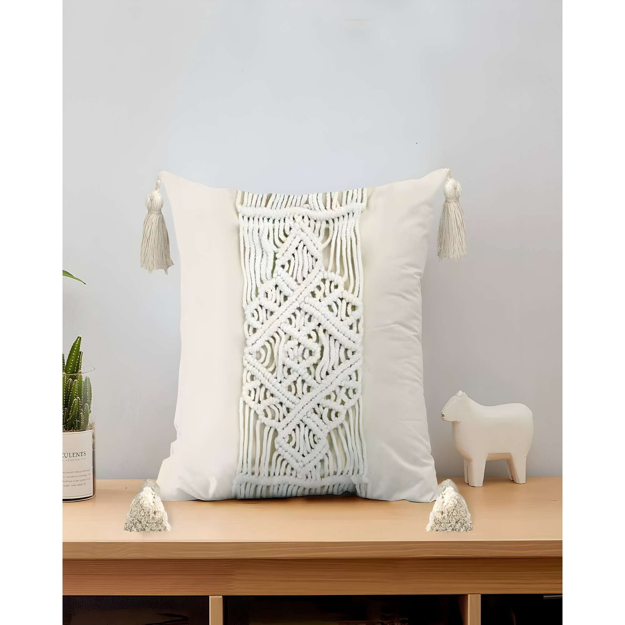 FUNDAS DE COJIN SET DE 4 ESTILO BOHEMIO 45X45 CM BLANCO 03 | Lider