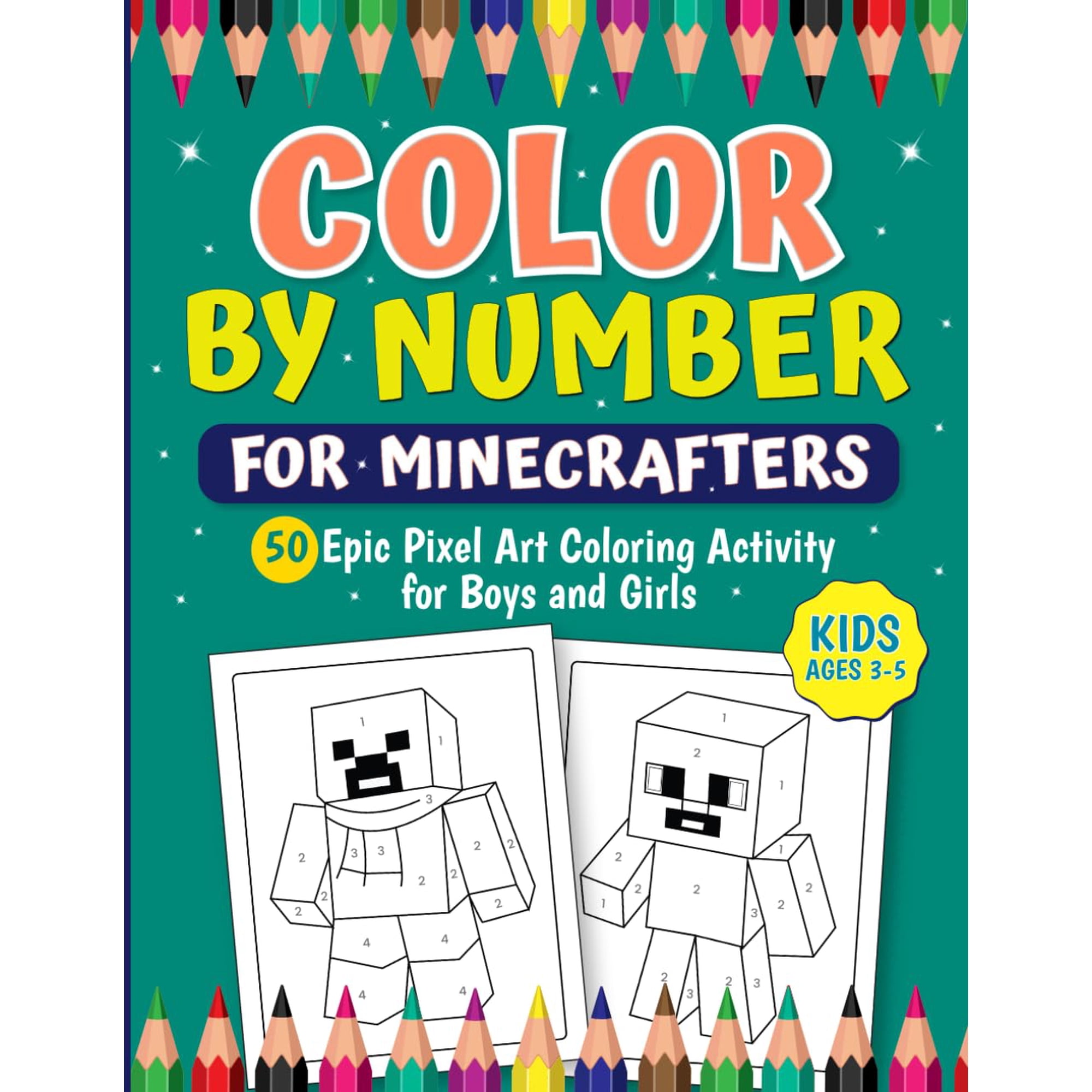 Libro para colorear por números para niños, inspirado en Minecraft | Lider