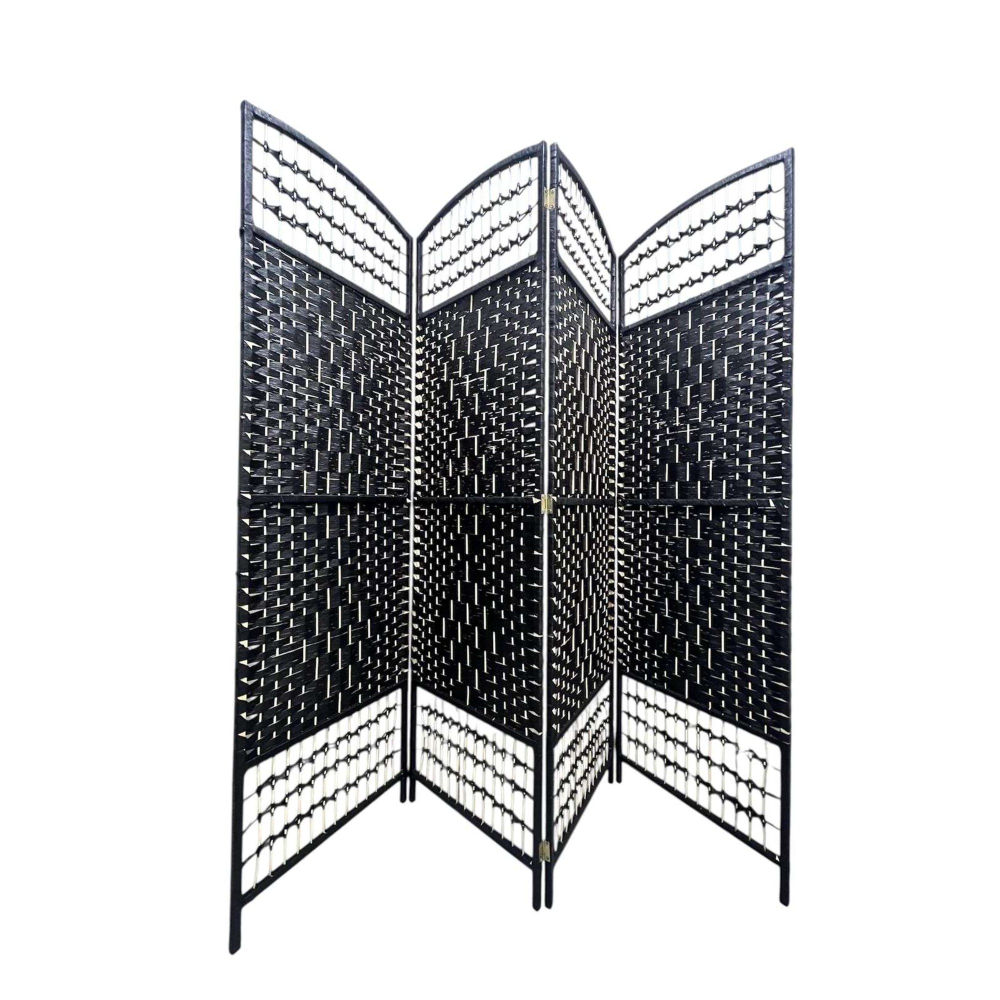 Biombo De Madera Resistente 4 Paneles Tejido H 200x180cm | Lider