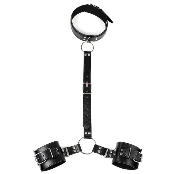 Behind Back SM Collar Body Restraints Handcuff Bondage Harness Belt ...