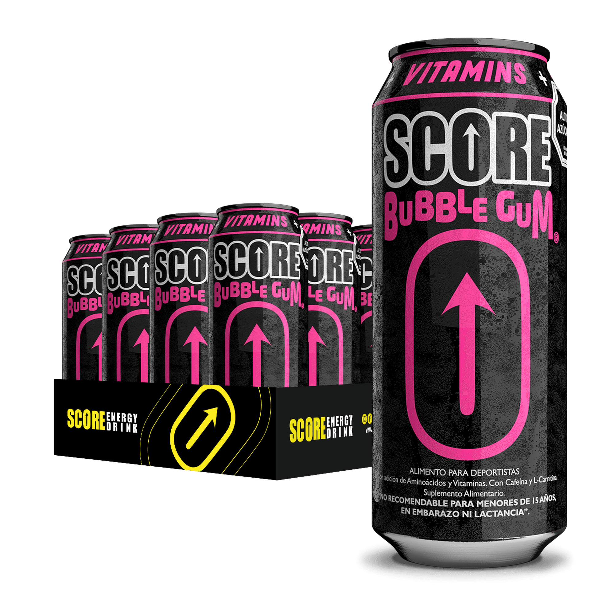 Pack 12 latas Bebida Energética Score Bubble Gum 473Ml | Lider