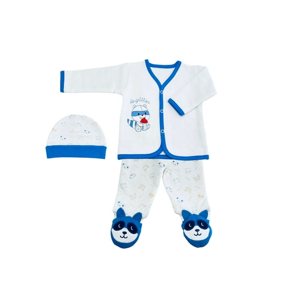 Conjunto Bordado 3 Piezas Mapache 100% Algodón Peruano - 0 a 3 Meses ...