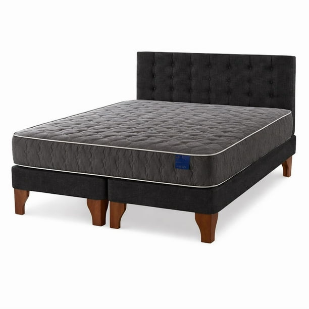 Cama Europea Somnia 2 Plazas + Respaldo Lino Capitone + Patas Plastico ...