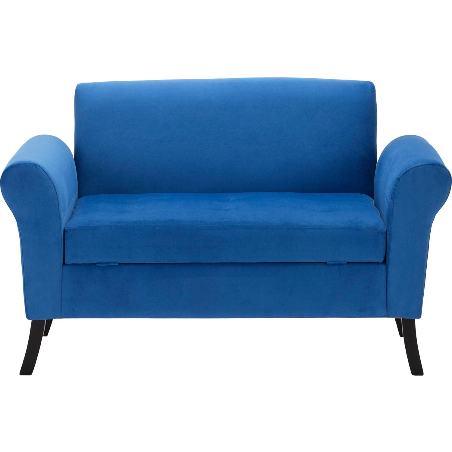 Banqueta Baul + Respaldo Lua 2C Felpa 20 Azul Rey | Lider