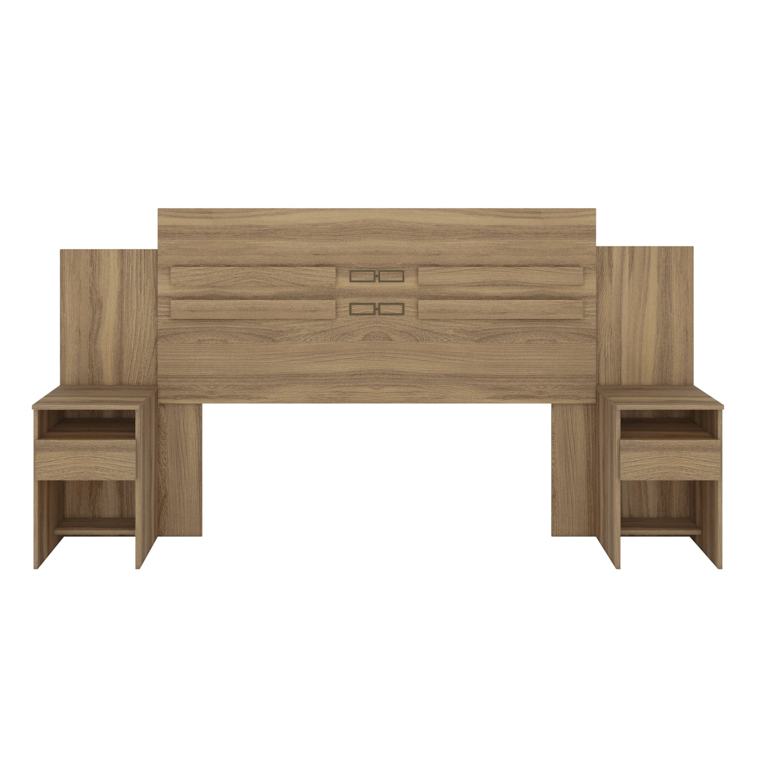 Respaldo Cama Queen 2 Plazas Set 2 Veladores Café Claro | Lider