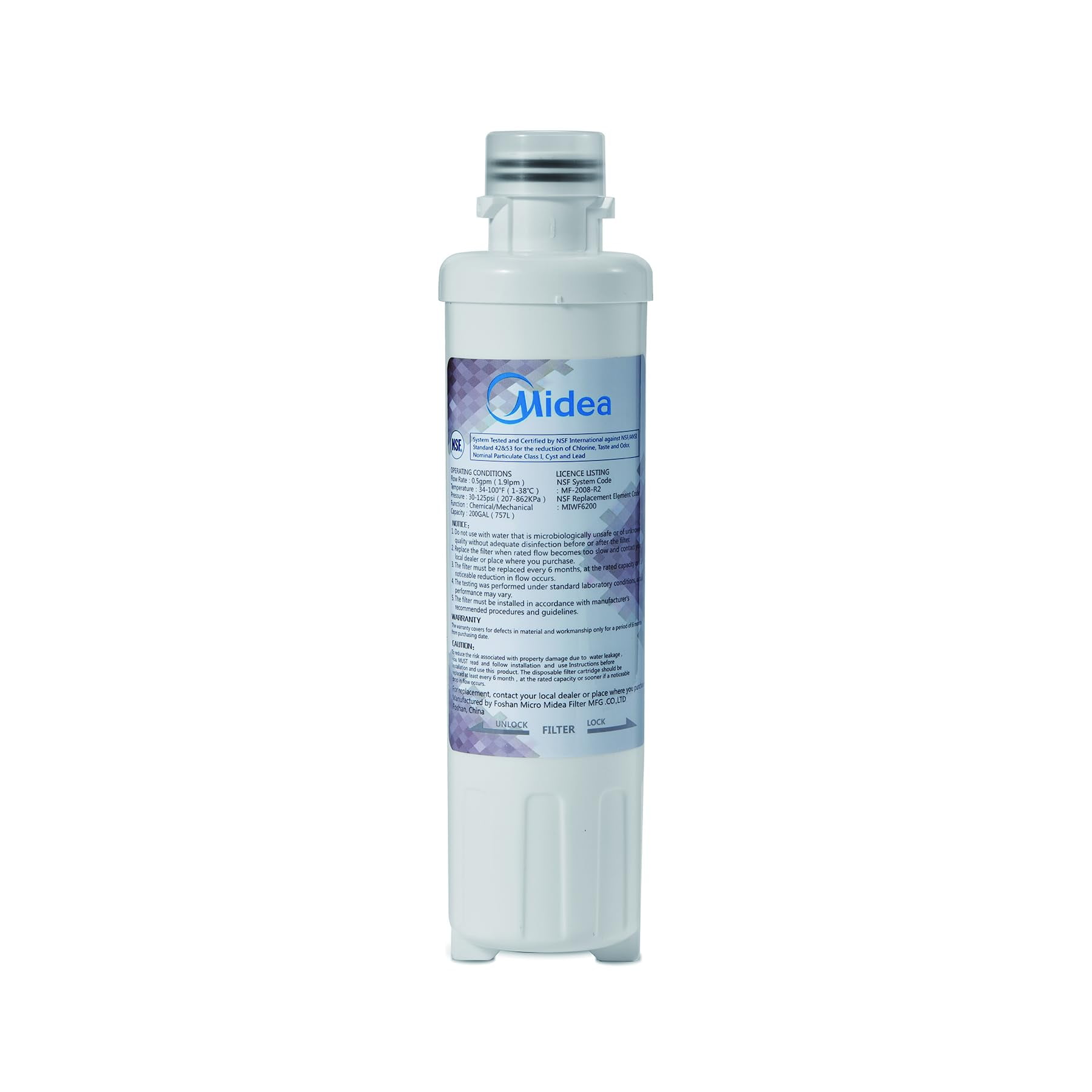 Filtro de agua Midea MIWF6200 Twist-in 757L compatible con MRS26D7AST ...
