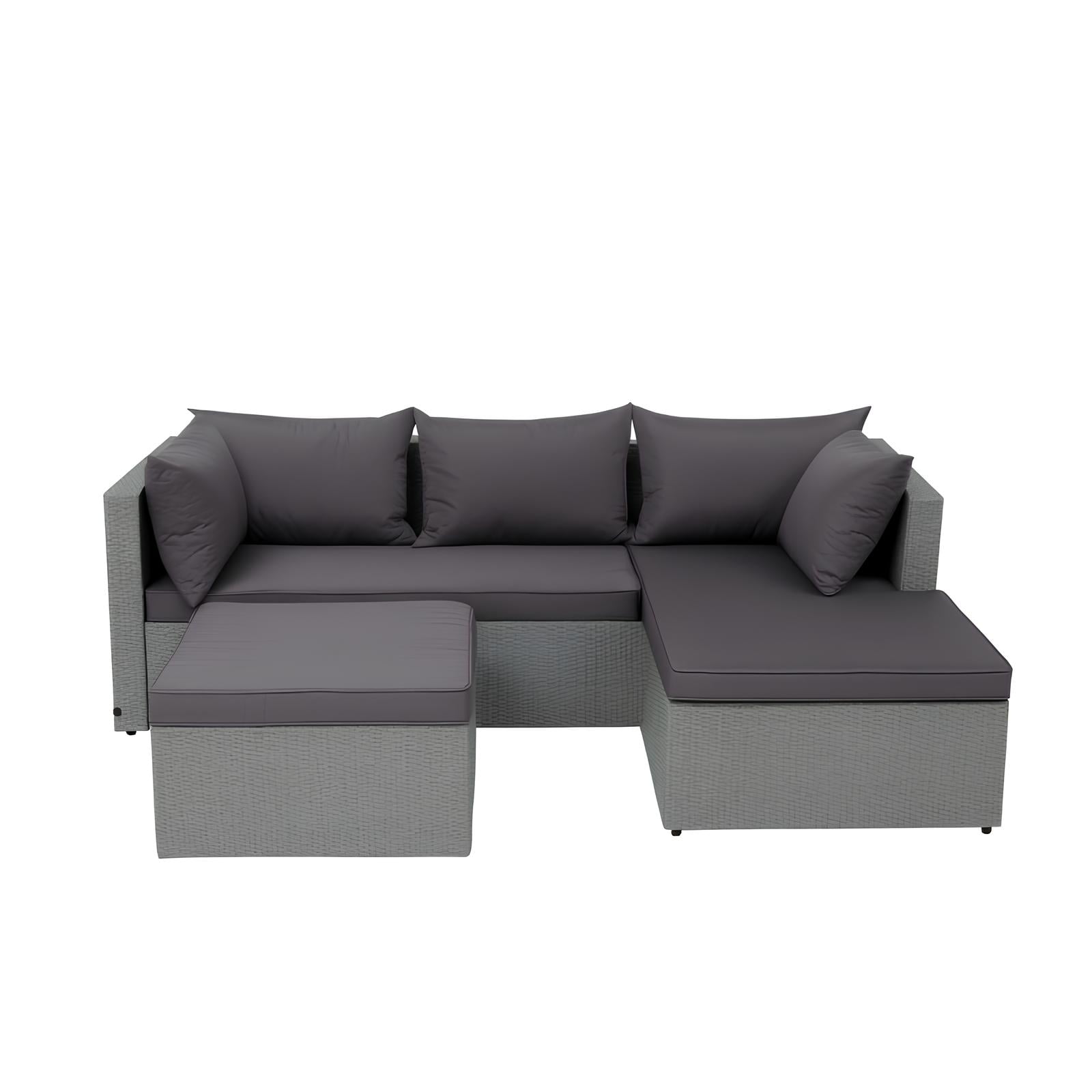 Juego De Jardin Terraza Sofa De 2 Piezas Comodo Y Resistente Gris | Lider