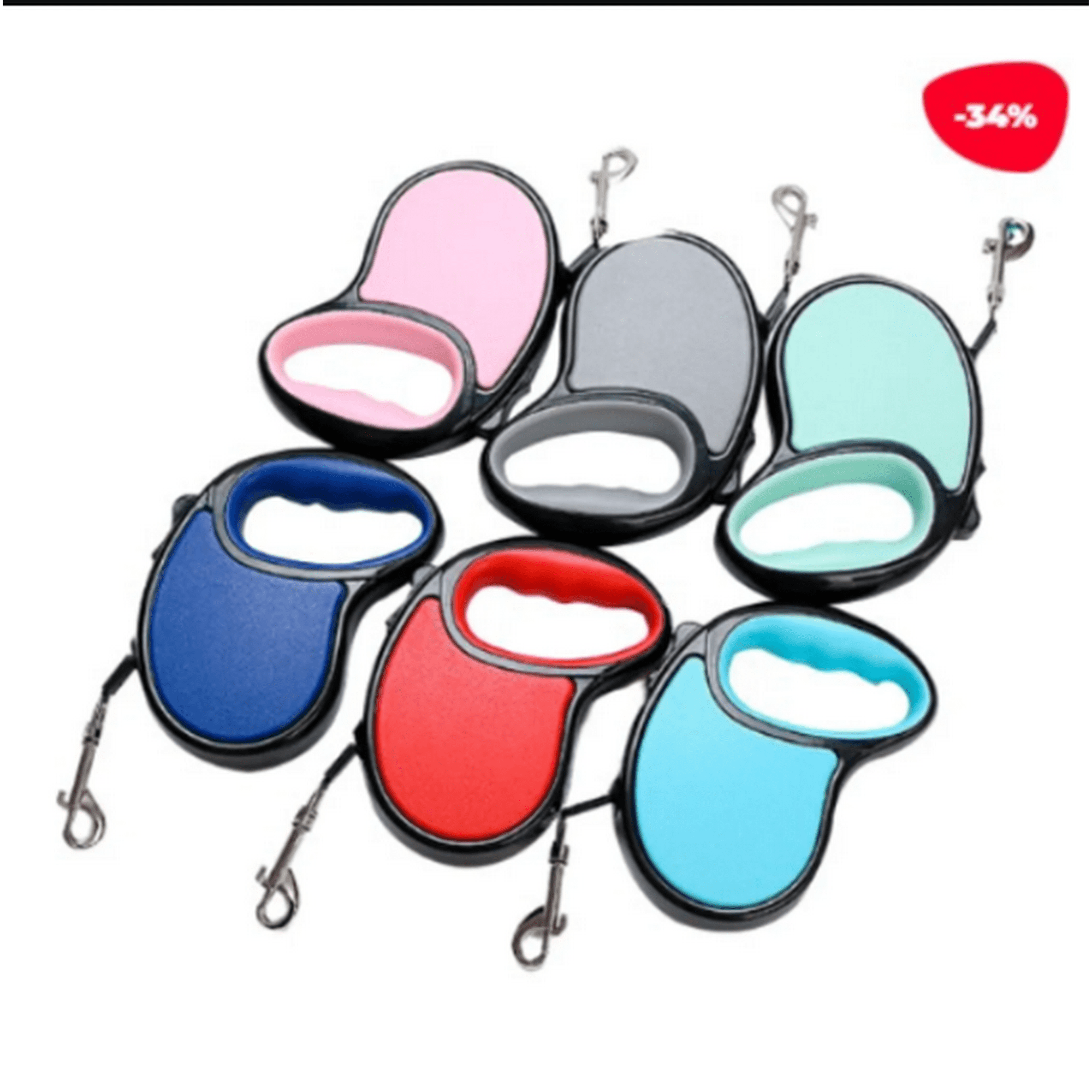 Correa Para Mascota Extensible Mosqueton Bordes Negros 3M | Lider