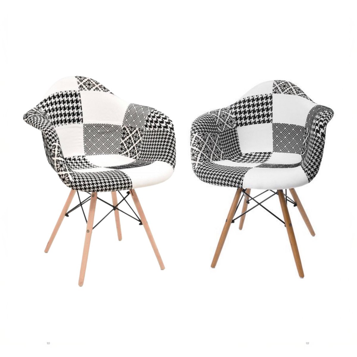 Pack de 2 Butacas Eames Patchwork Blanco y Negro | Lider