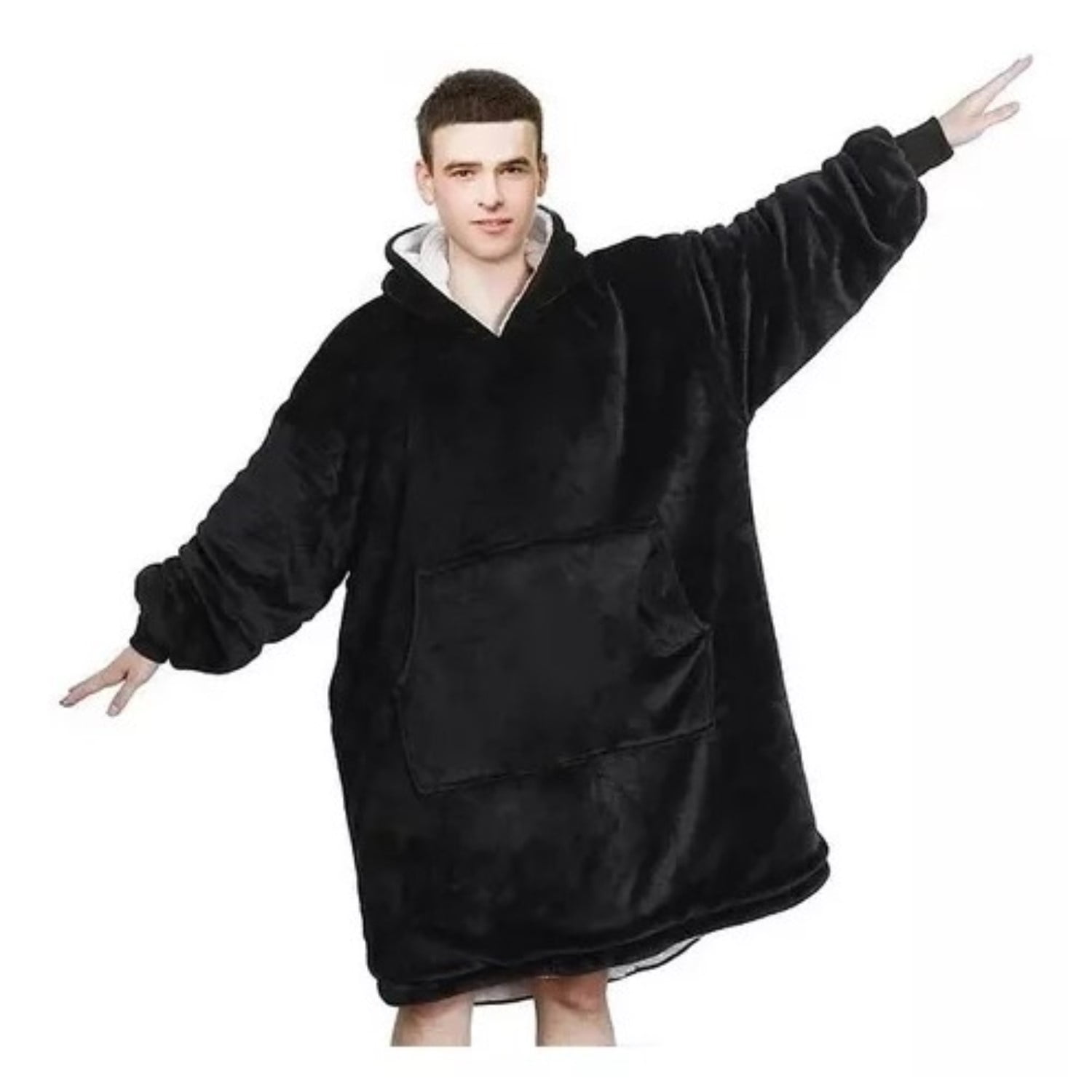 Polerón Sherpa Polerones Peludos Frazada Bata Polar Negro | Lider