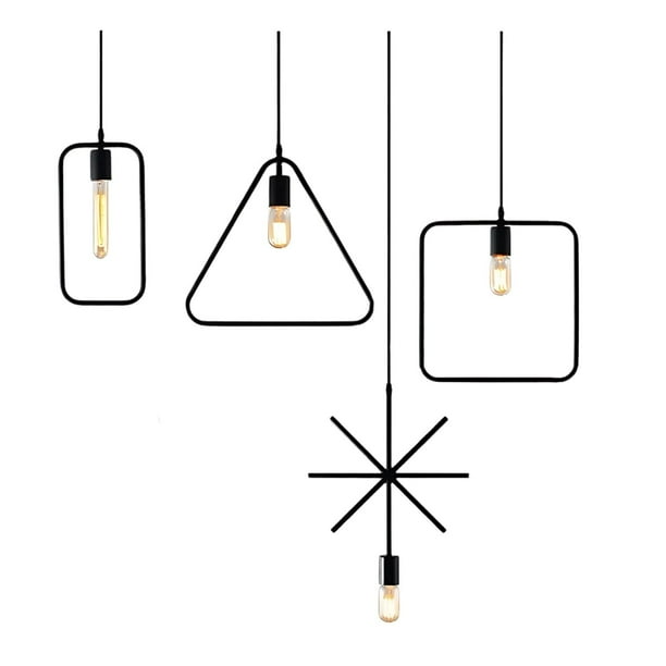 Set 4 Lamparas Colgantes Figuras Geométricas Vintage Negro | Lider