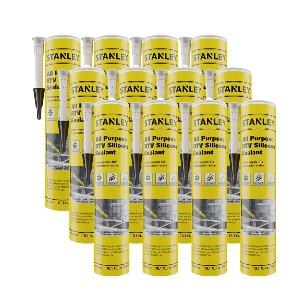 Sellador de silicona STANLEY multiusos RTV, 300 ml, gris, paquete de 12 ...