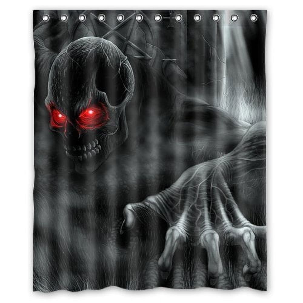 Cortina de ducha de baño con diseño de calavera aterradora y cruel ...