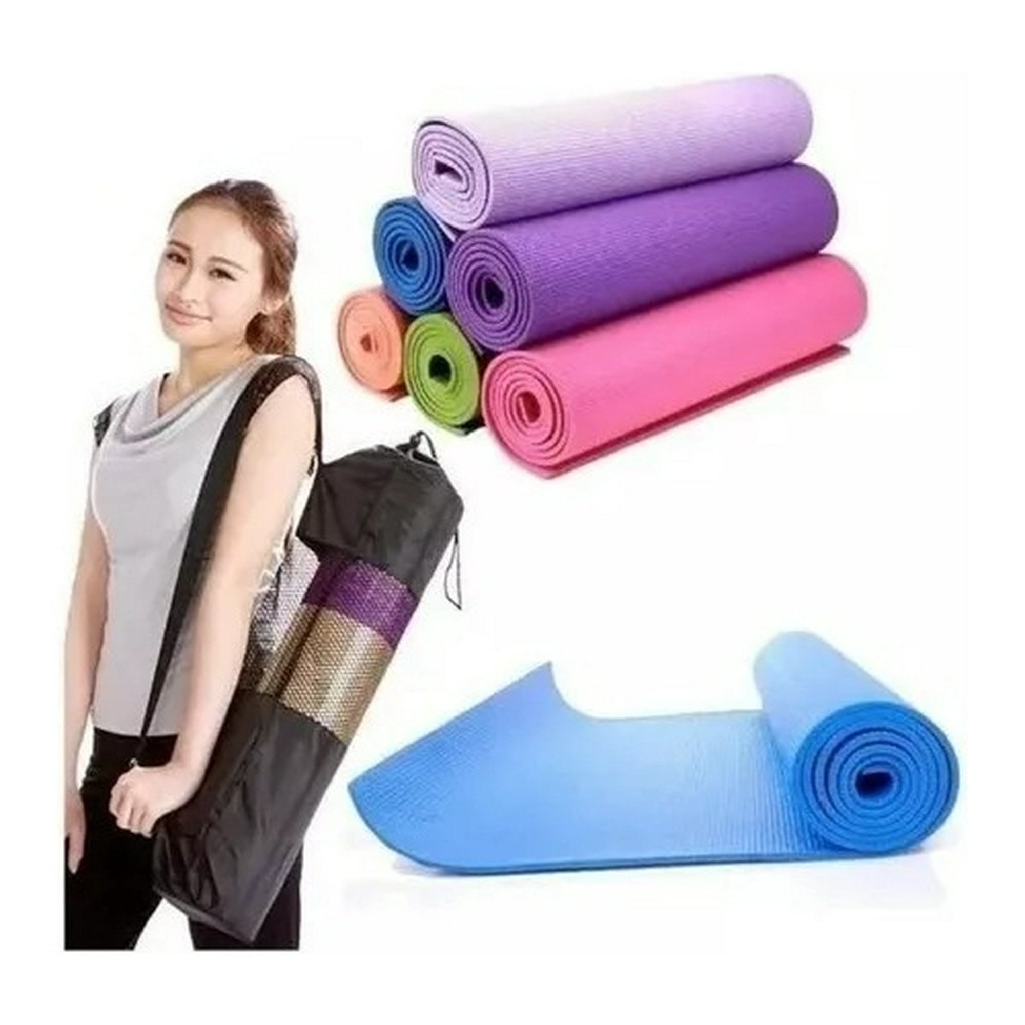 Colchoneta Mat Yoga Pvc 6mm Pilates Alfombra Ejercicio Bolsa | Lider