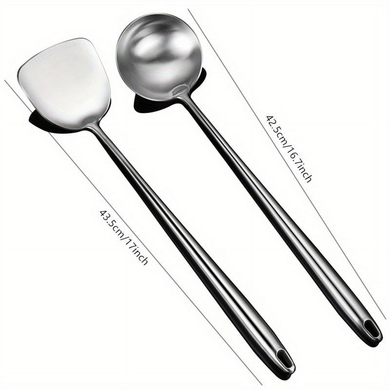2pcs/set, Stainless Steel Kitchen Utensils Set, Wok Spatula And Ladle ...