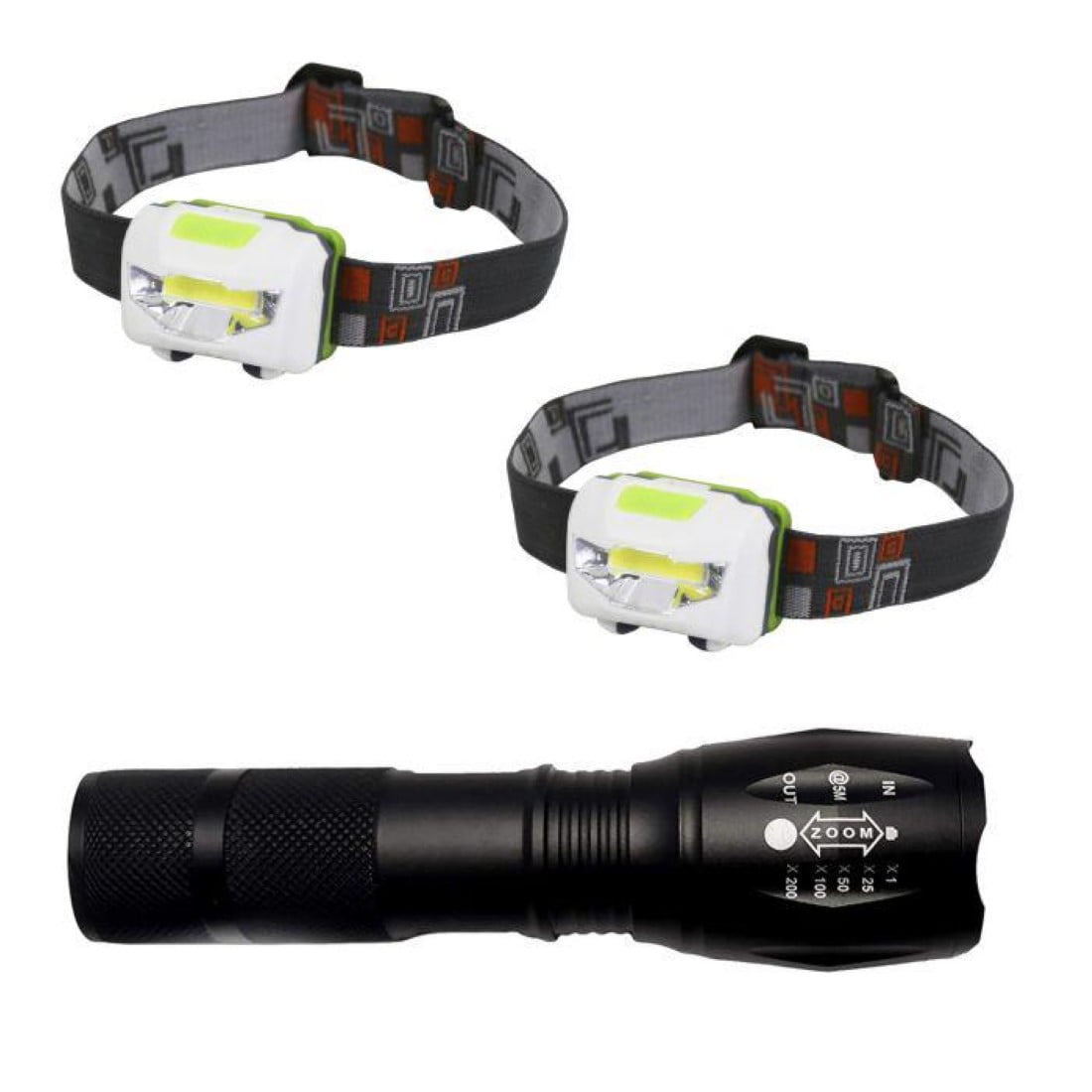 Linterna LED Zoom y 2 Linternas Cabeza LED Kit | Lider