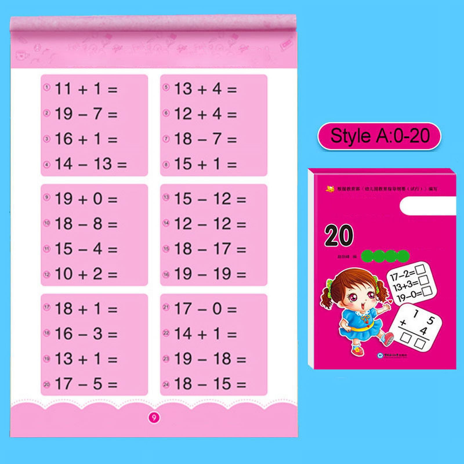 80-Page Math Exercise Books for Kids: Addition, Subtraction & Handwritten Arithmetic with ...