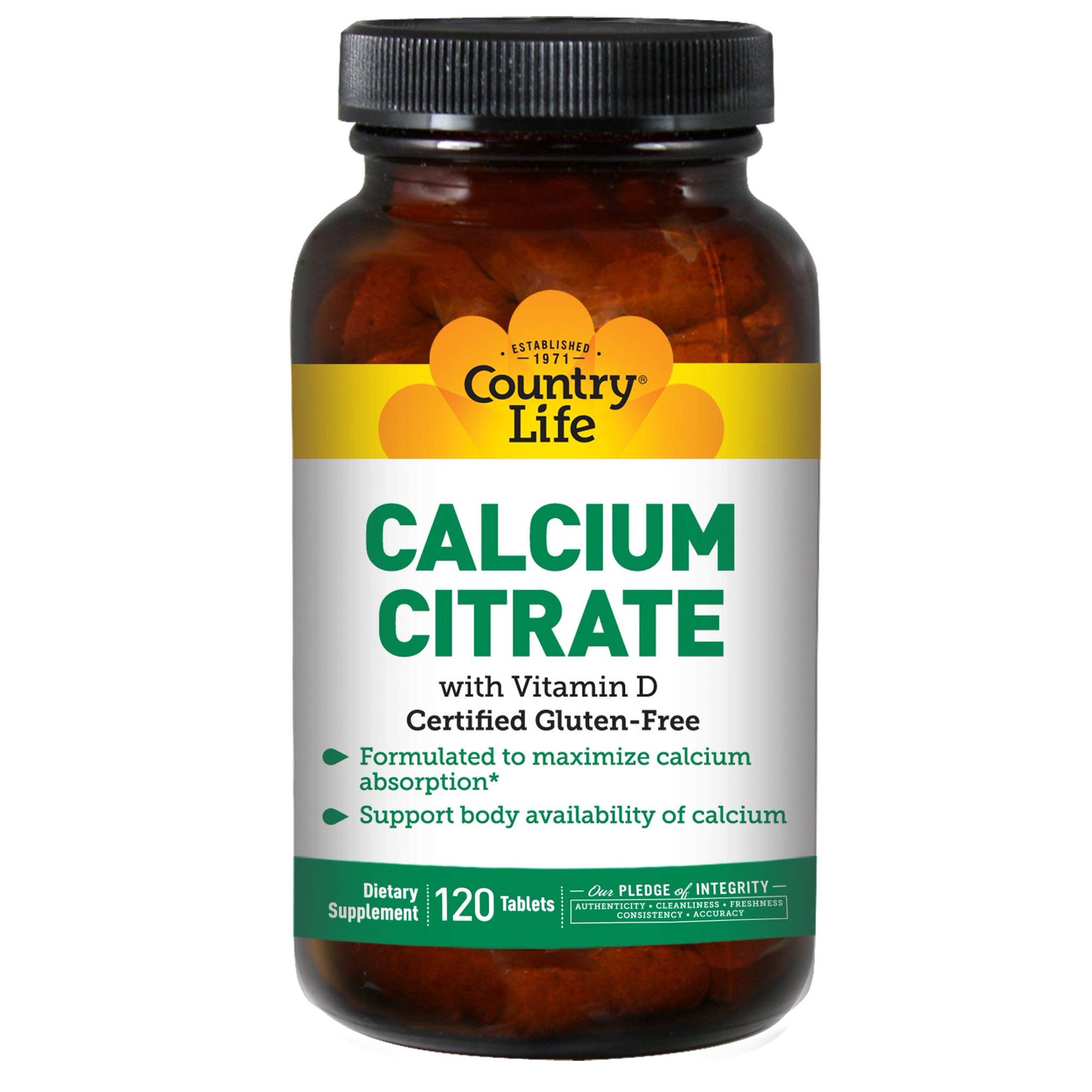 Suplemento de citrato de calcio Country Life con vitamina D, 120 ...
