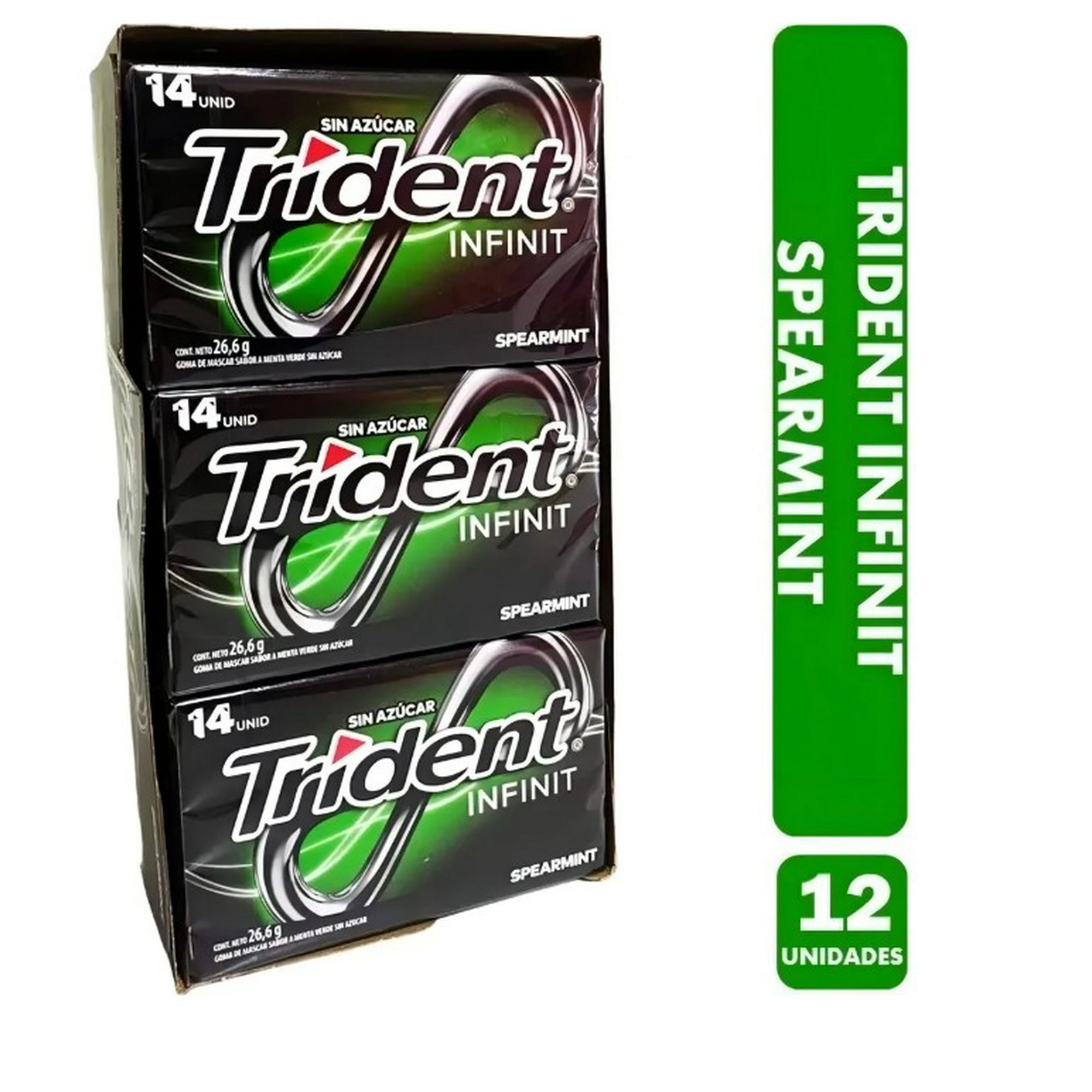 Chicles Trident Sin Azúcar Infinit Spearmint 12 Paquetes Con 14 ...