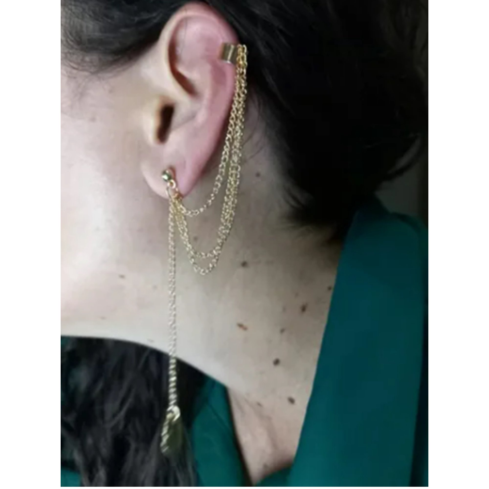Aro Pendiente Trepadores Hoja earcuff baño de oro 14kl | Lider