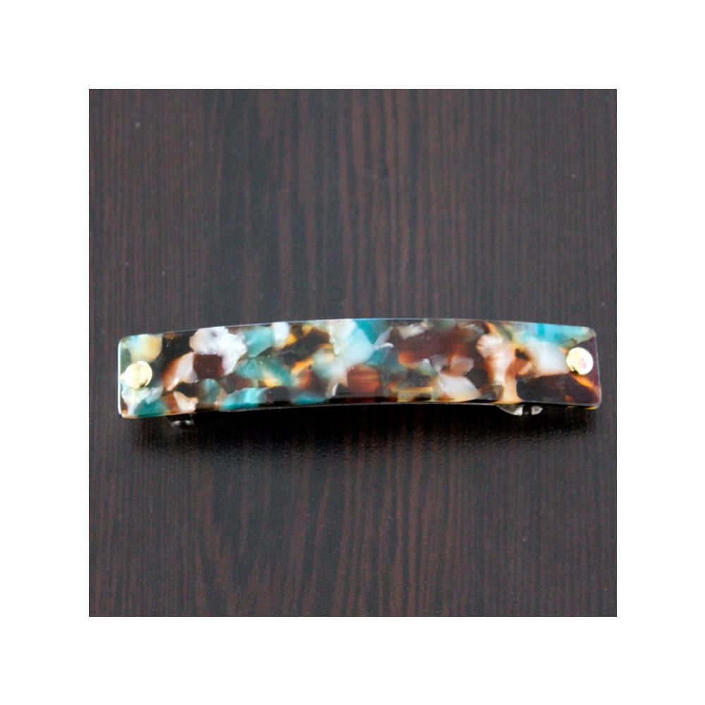 Pinza Tipo Clip Para El Cabello De Carey Verde Marmoleado | Lider