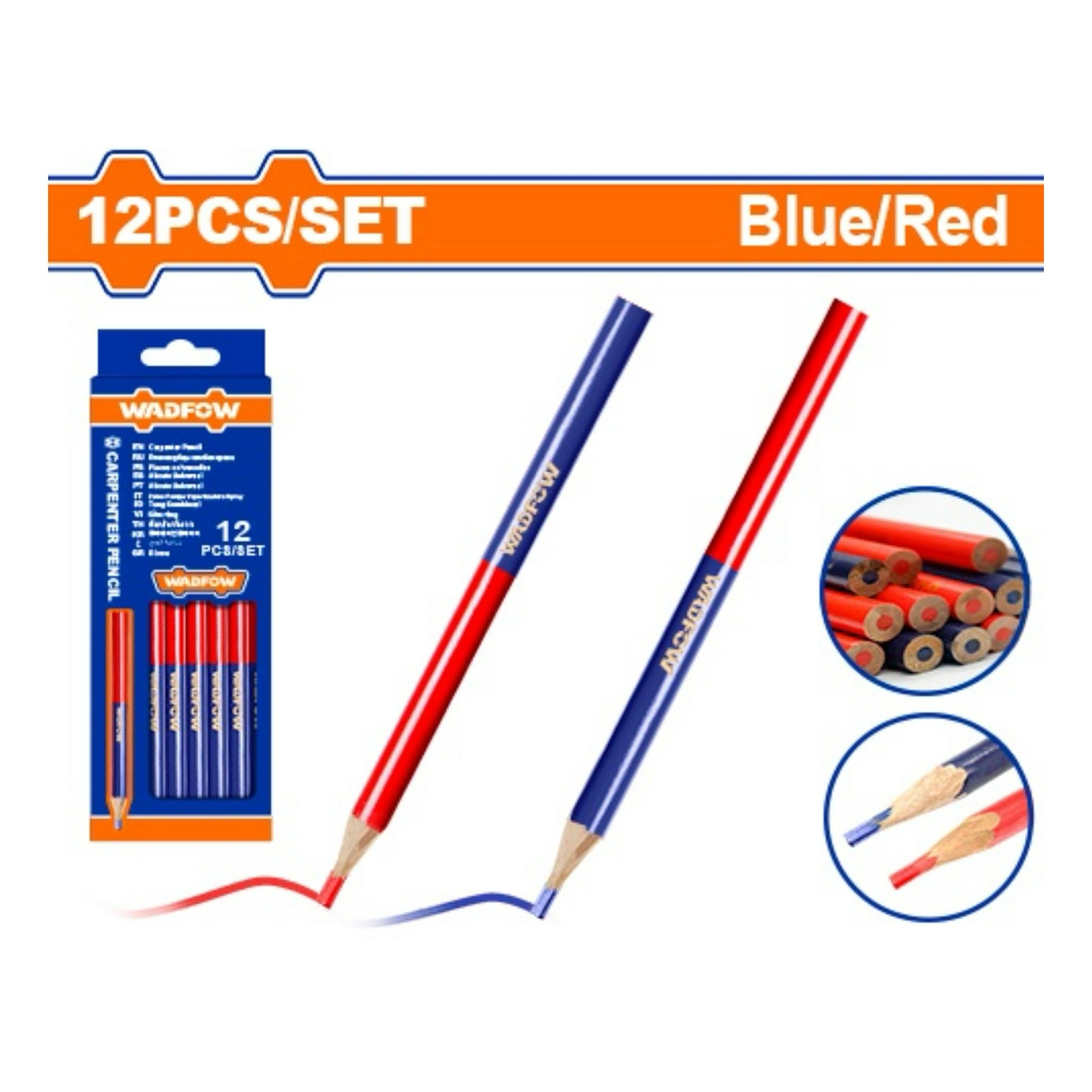 Set De 12 Lápiz Carpintero Bicolor Azul/rojo Wadfow Wmq2512 | Lider