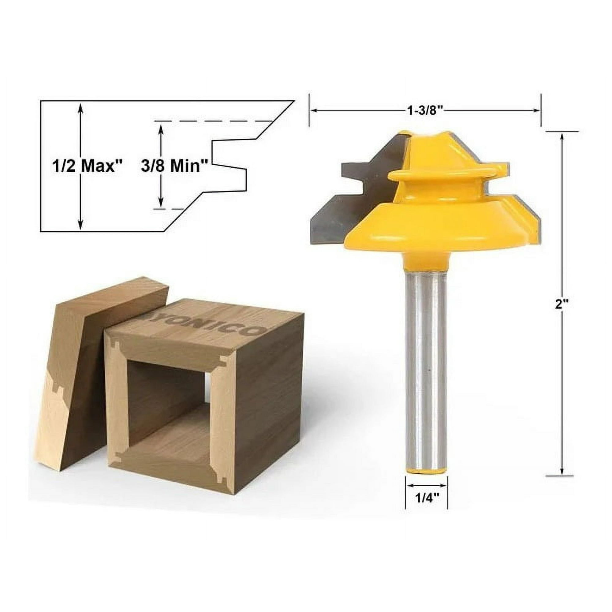 Fresa Madera Ensamble Cajón Machimbrado Vástago ¼ 45° ½ | Lider