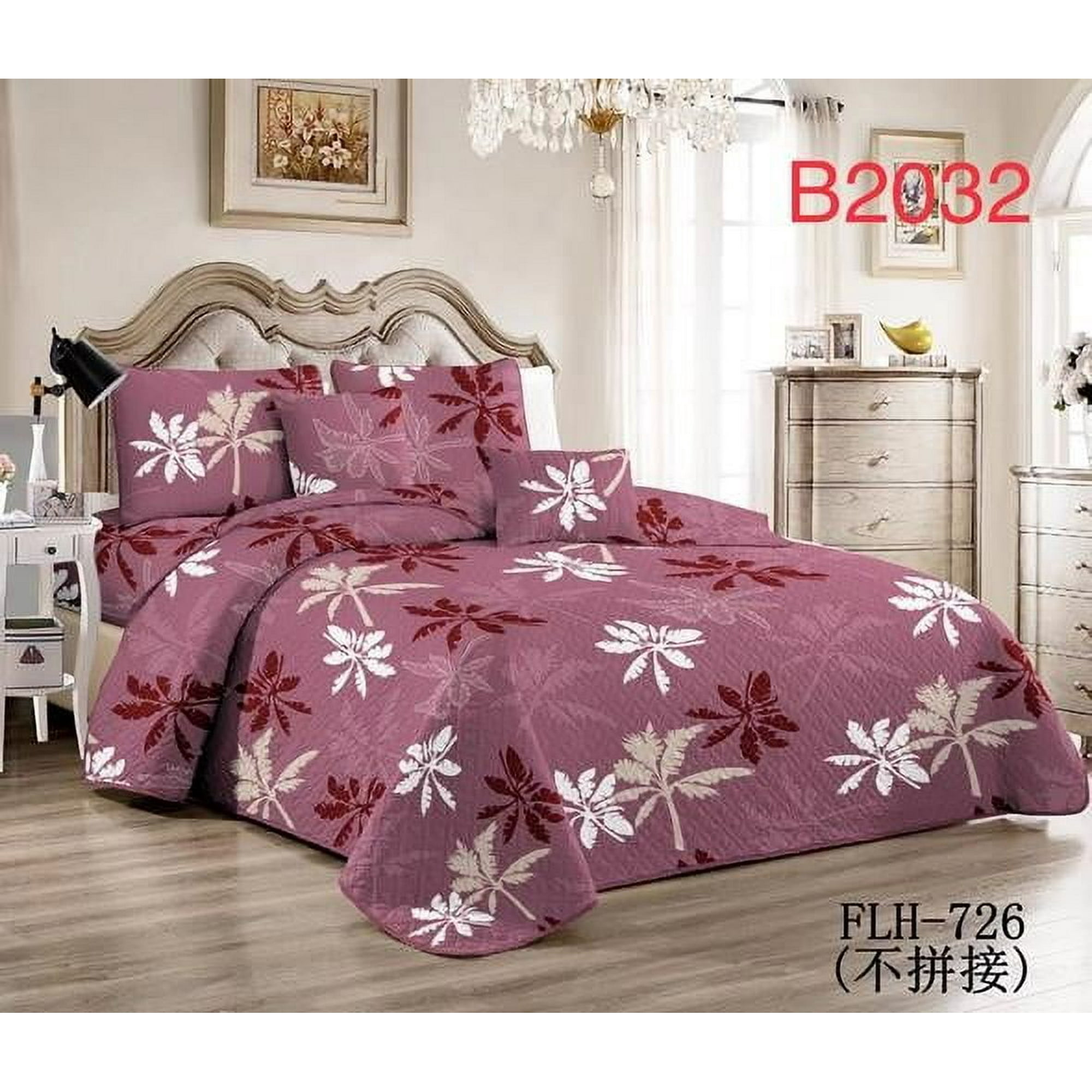 Cobertor de verano tipo quilt tamaño 2 Plazas Rosado con flores blancas ...