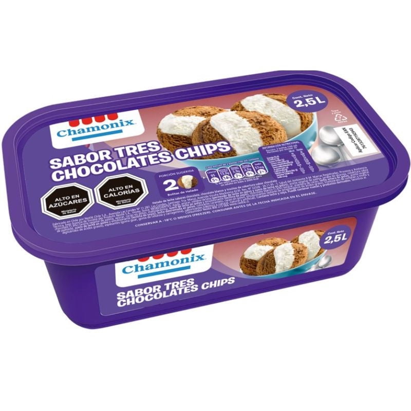 Helado Sabor Tres Chocolate Chips Cassata, 2,5 L | Lider
