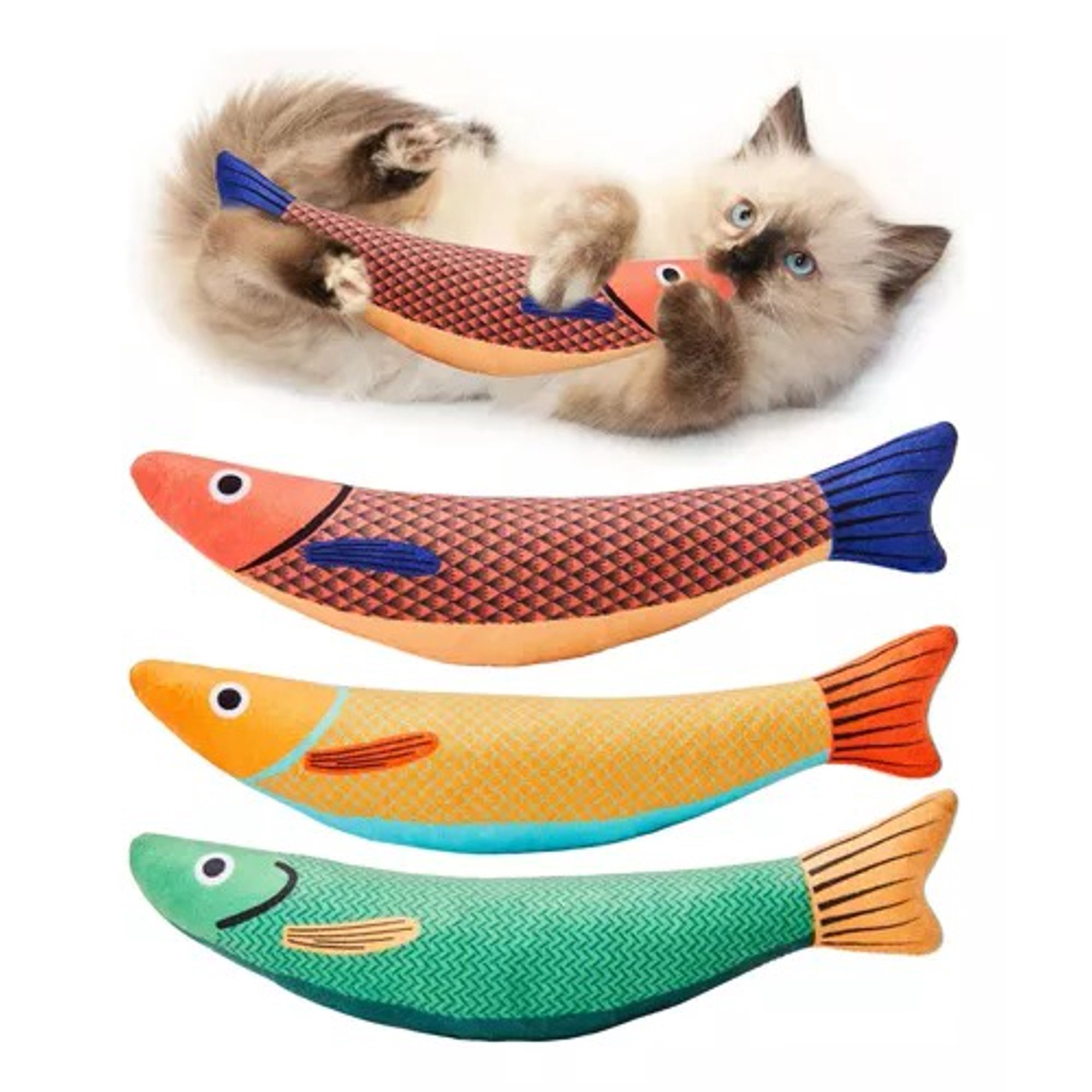 3 Pez Peluche Juguete Con Catnip Para Gato 24 Cm Saury Fish | Lider