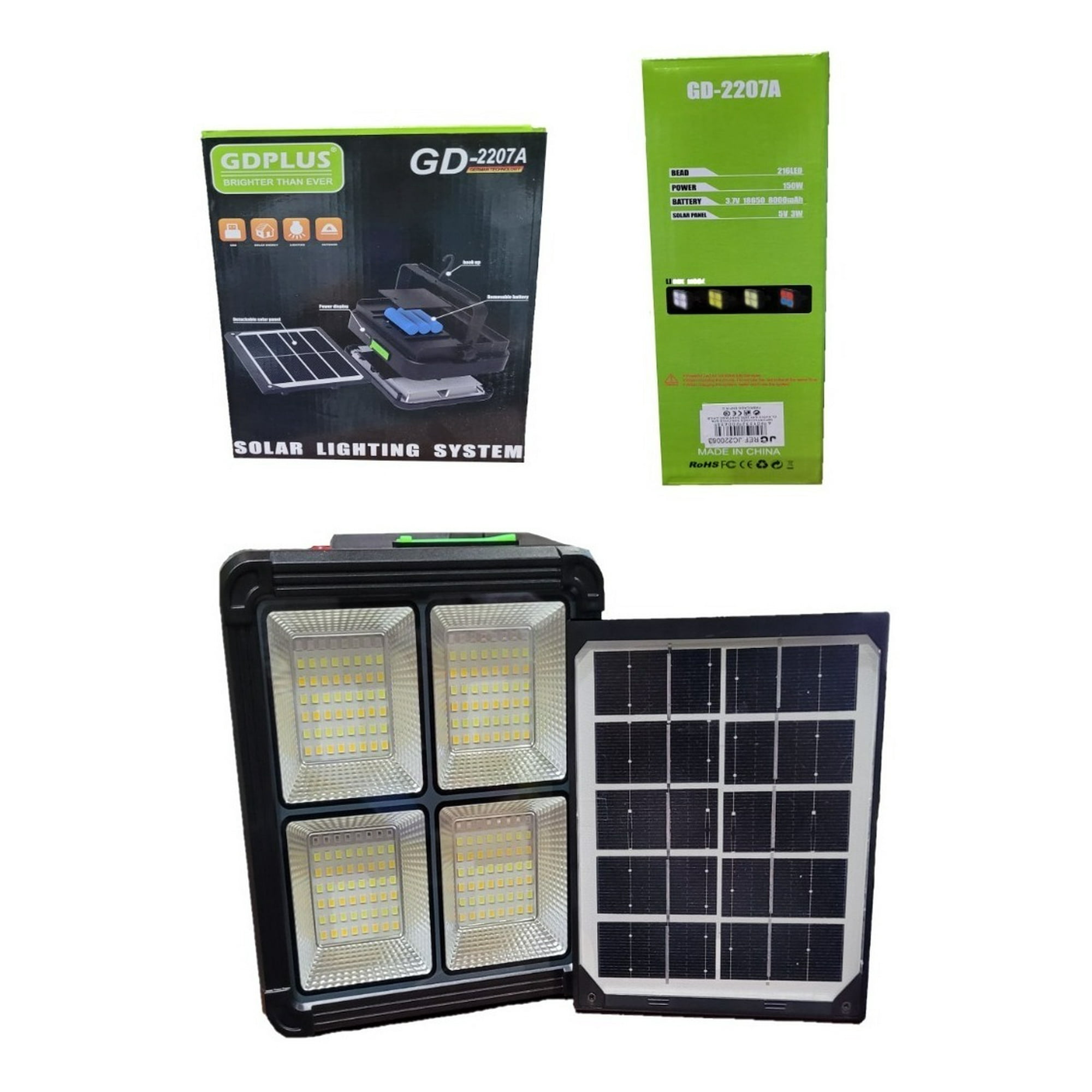 Foco Led Portátil Recargable 150w Panel Solar 4 Modo Luz | Lider