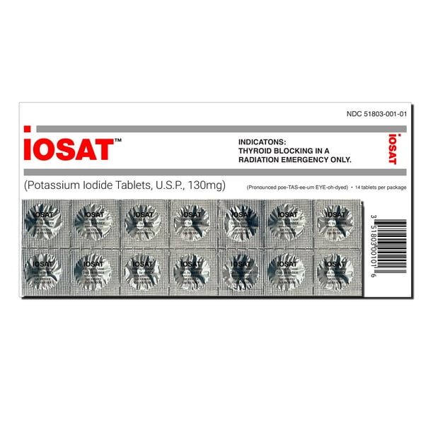 Tabletas de yoduro de potasio IOSAT 130 mg - 14 tabletas | Lider